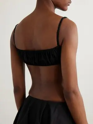 Alaïa Gathered Cotton-poplin Bralette