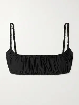 Alaïa Gathered Cotton-poplin Bralette - Black