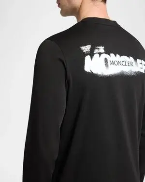Moncler Apos;s Cotton Graffiti Logo Long-sleeve T-shirt - Black