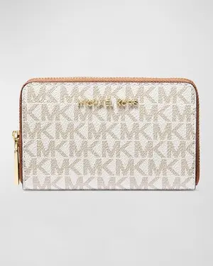 Michael Kors Jet Set Small Monogram Card Holder - Vanilla Luggage