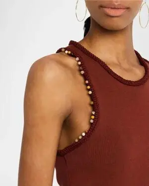 A.L.C. Nelly Bead-trim Tank Top - Deep Sequoia