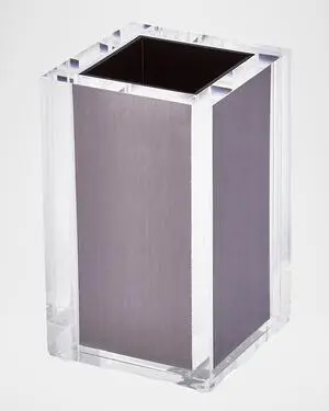 TIZO Lucite Tooth Brush Cup Holder - Silver