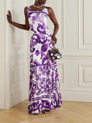 Dolce & Gabbana Printed Satin Maxi Dress