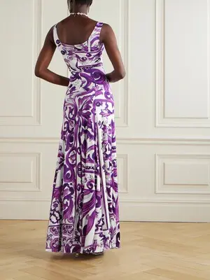 Dolce & Gabbana Printed Satin Maxi Dress