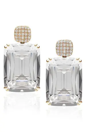 Goshwara Gossip Cushion Cut Drop Earrings - Clear