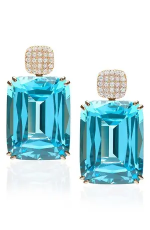 Goshwara Gossip Cushion Cut Drop Earrings - Pale Blue