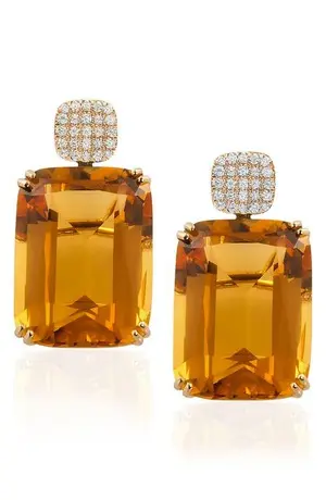Goshwara GOSHWARA Cushion Cut Drop Earrings With Diamonds Yellow