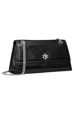 Tory Burch Kira Turnlock Leather Convertible Shoulder Bag - Black