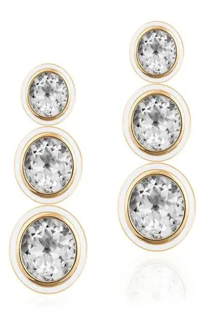 Goshwara Mélange Triple Tier Drop Earrings - Clear