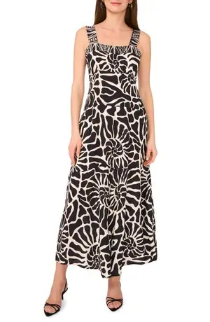 Vince Camuto Abstract Floral Maxi Dress - Rich Black