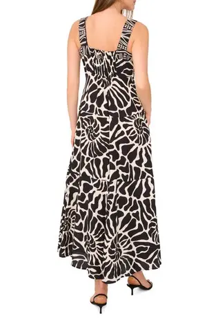 Vince Camuto Abstract Floral Maxi Dress - Rich Black