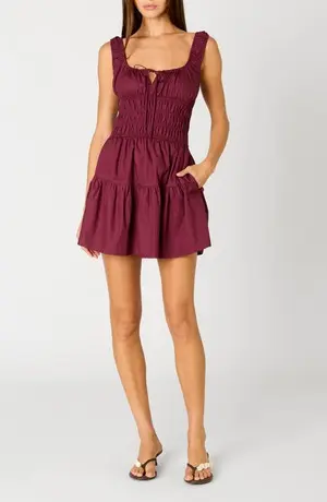 NIA Cotton Mini Sundress - Plum