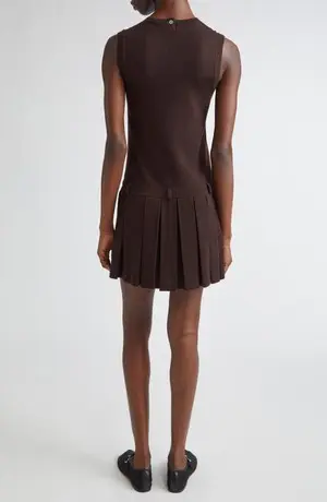 Sandy Liang Millie Pleated Merino Wool Sweater Dress - Brown