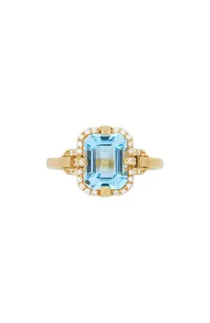 Goshwara Emerald-cut Cocktail Ring With Diamonds - Pale Blue