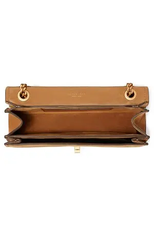 Tory Burch Kira Turnlock Suede Convertible Shoulder Bag - Toffee