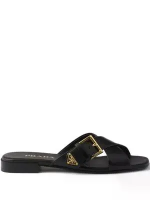 Prada Criss-cross Buckle Sandals - Black