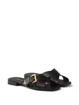 Prada Criss-cross Buckle Sandals - Black