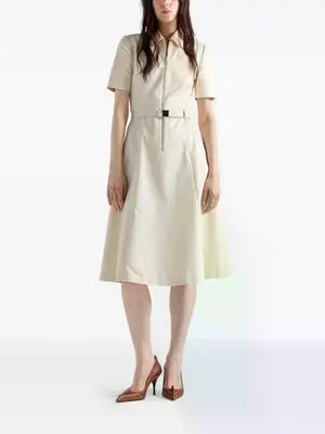 Prada Zip-front Flared Dress - Neutrals