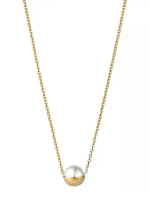 Shihara Half Pearl Necklace - Metallic