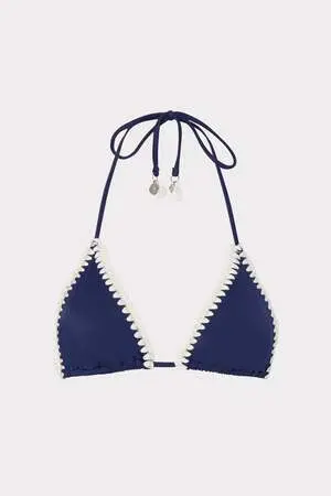 MILLY CABANA Solid Bikini Top - Navy