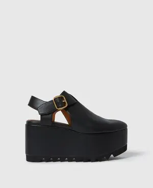 Stella McCartney Elyse Closed-toe T-bar Platform Sandal - Black