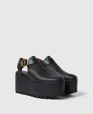 Stella McCartney Elyse Closed-toe T-bar Platform Sandal - Black