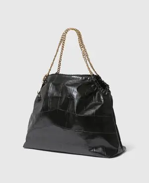 Stella McCartney Falabella Crocodile-embossed Drawstring Tote - Black
