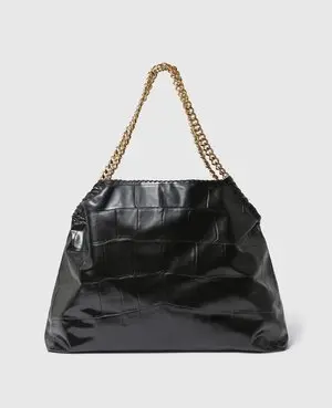Stella McCartney Falabella Crocodile-embossed Drawstring Tote - Black