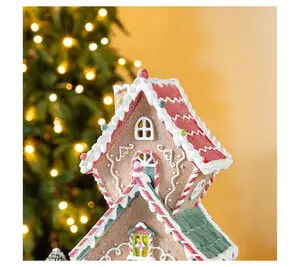 GLITZHOME 19'h Led Christmas Gingerbread House Able Decor