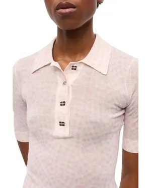 GANNI Sheer Printed Polo Shirt