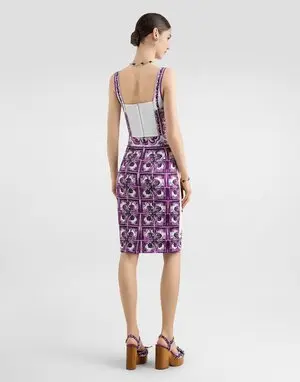 Dolce & Gabbana Majolica-print Charmeuse Bustier Top - Multicolor
