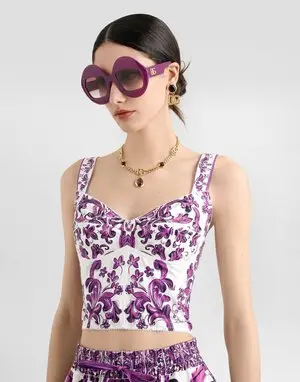 Dolce & Gabbana Majolica-print Poplin Bustier - Multicolor