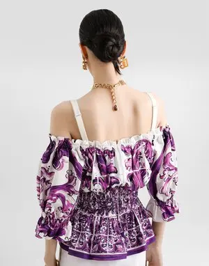 Dolce & Gabbana Majolica-print Poplin Top - Multicolor