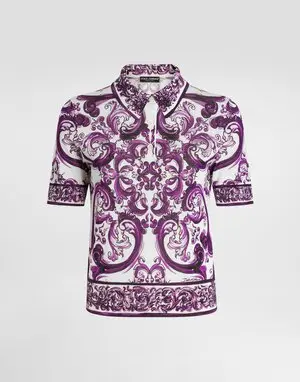 Dolce & Gabbana Majolica-print Silk Polo