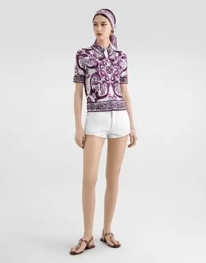 Dolce & Gabbana Majolica-print Silk Polo
