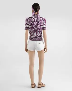 Dolce & Gabbana Majolica-print Silk Polo