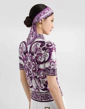 Dolce & Gabbana Majolica-print Silk Polo