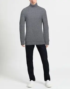 GRAN SASSO Turtleneck Virgin Wool Blend Knit Top - Grey