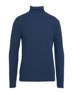 GRAN SASSO Turtleneck Virgin Wool Blend Knit Top Navy