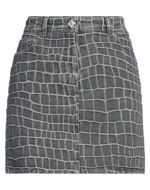 Versace Denim Pencil Skirt With Crocodile Print - Grey