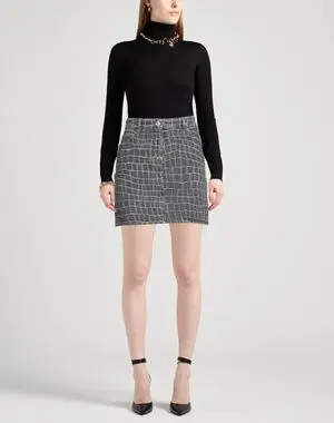 Versace Denim Pencil Skirt With Crocodile Print