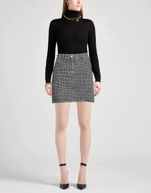 Versace Denim Pencil Skirt With Crocodile Print