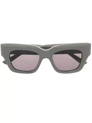 Balenciaga Logo-plaque Square-frame Sunglasses - Grey