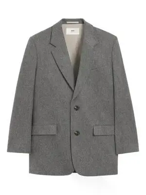 AMI Paris Single-breasted Wool Jacket - Grey