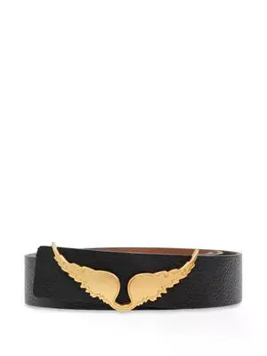 Zadig&Voltaire Rock Reversible Leather Belt With Logo Buckle - Black