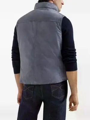 Brunello Cucinelli Suede Buttoned Vest - Blue