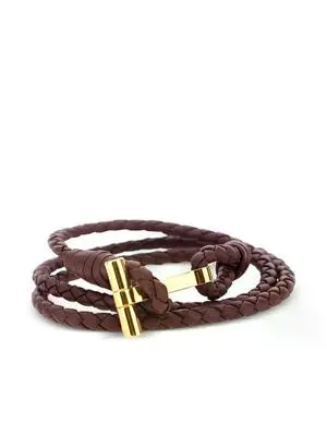 TOM FORD Braided Leather Bracelet - Red