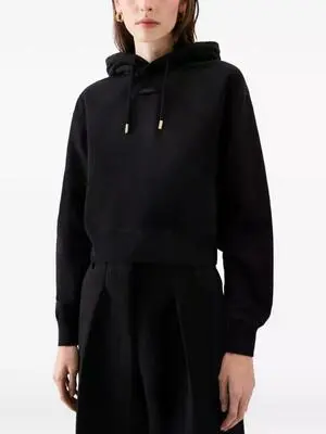 Jacquemus Cropped Cotton Fleece Hoodie - Black