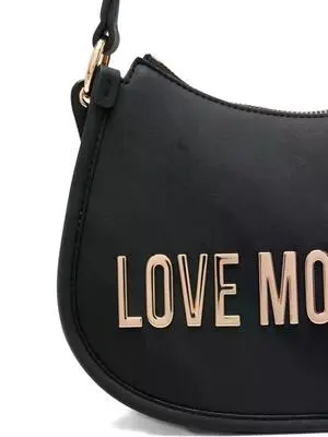 Moschino Logo-plaque Curved Shoulder Bag - Black
