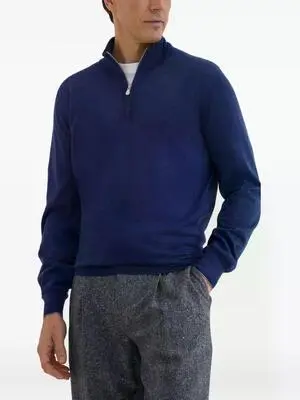 Brunello Cucinelli High-neck Zip-up Sweater - Blue
